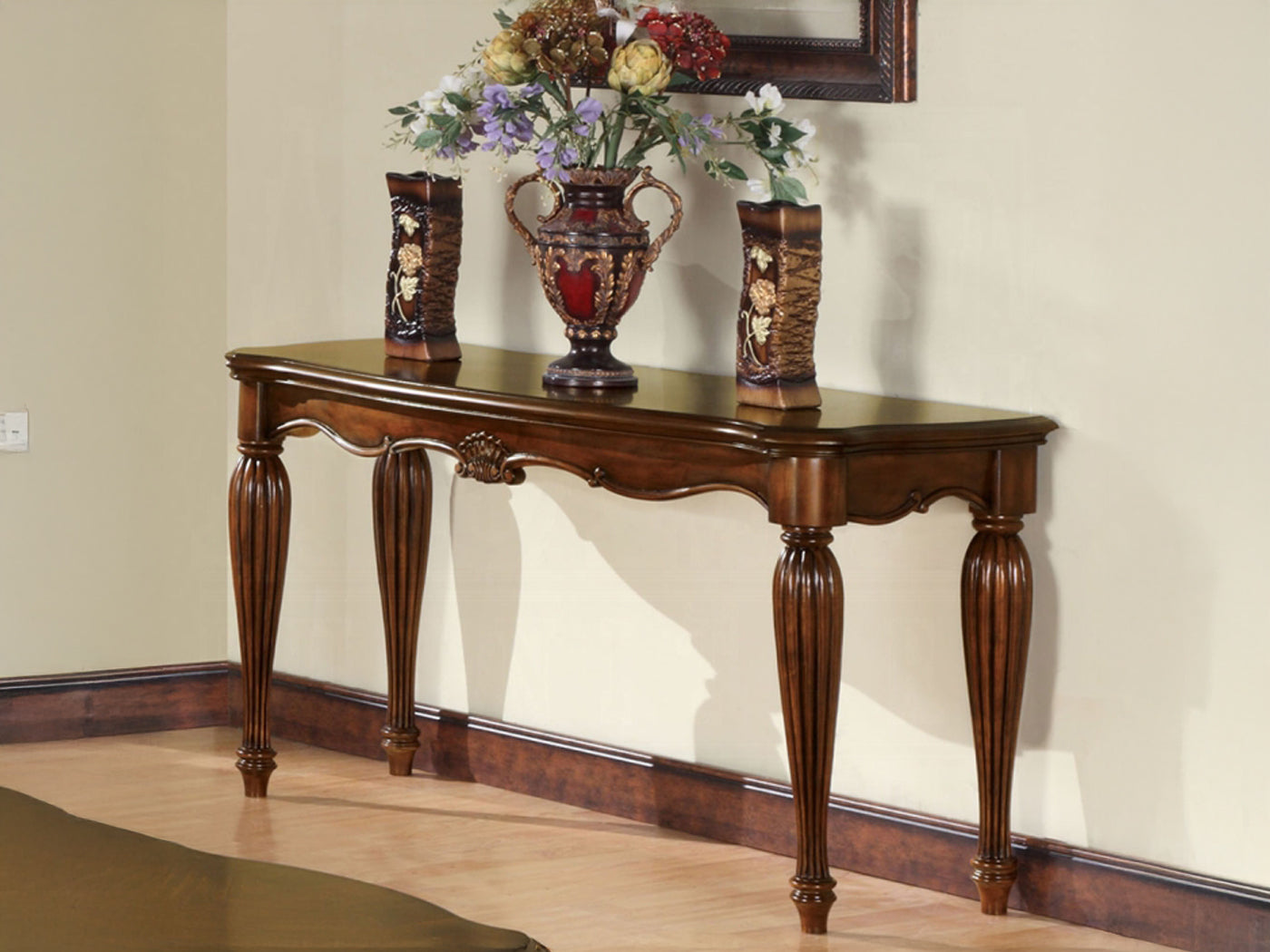 Dreena 54" Wide Cherry Finish Console Table – Istanbul Furniture - Home of Unique Turkish Furniture