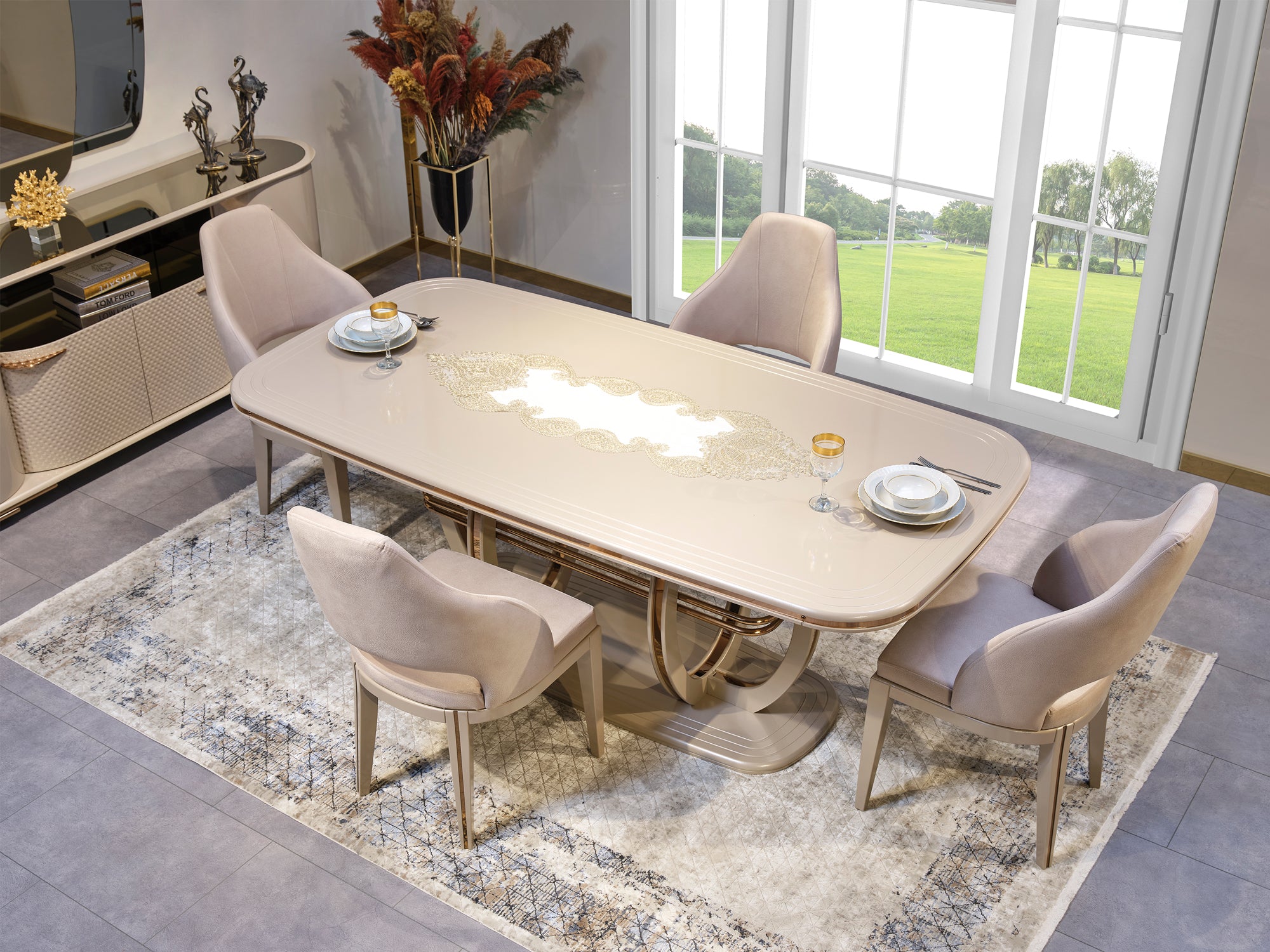 Paris 79" Wide 6 Person Dining Table – Istanbul Furniture - Home of Unique Turkish Furniture