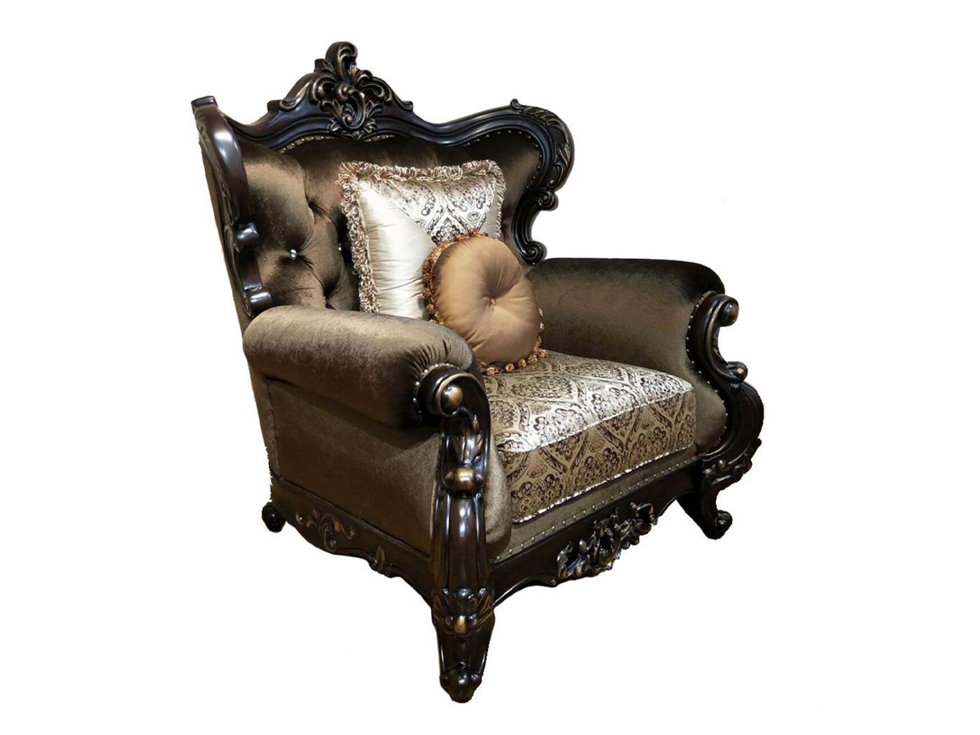 Aroma 47" Wide Cherry Wood Finish Traditional Armchair – Istanbul ...