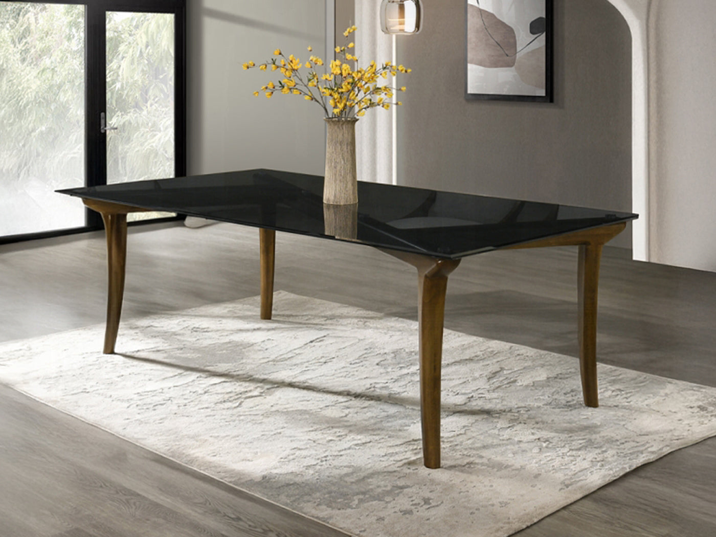 Danzel 87" Wide 6 Person Glass Top Dining Table – Istanbul Furniture ...