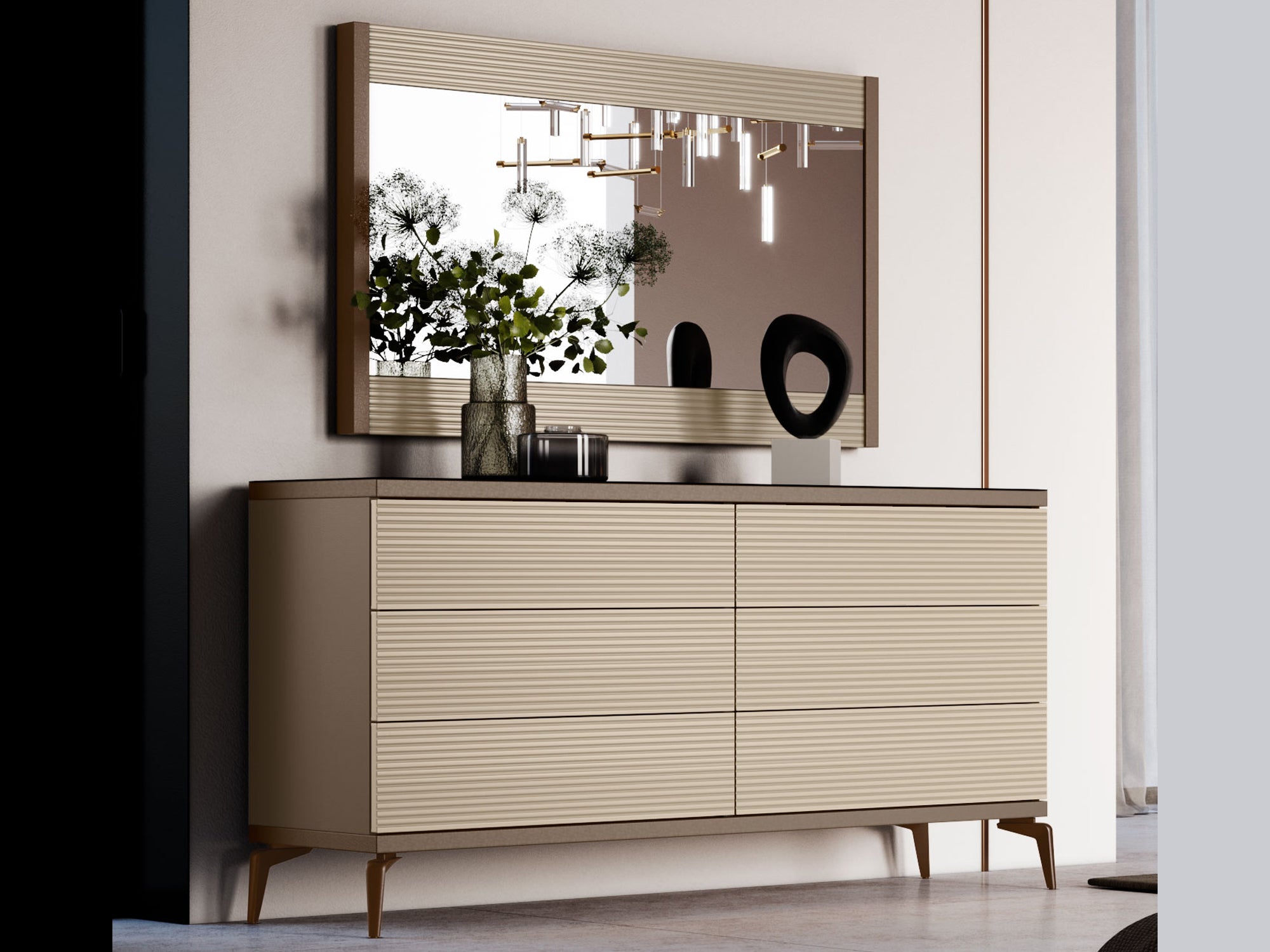 Linea 64" Wide 6 Drawer Dresser With Mirror – Istanbul Furniture - Home ...