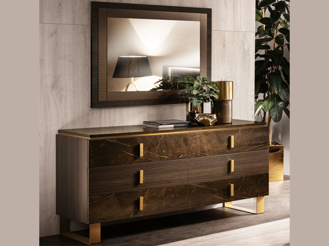 Essenza 64" Wide 6 Drawer Dresser With Mirror – Istanbul Furniture ...