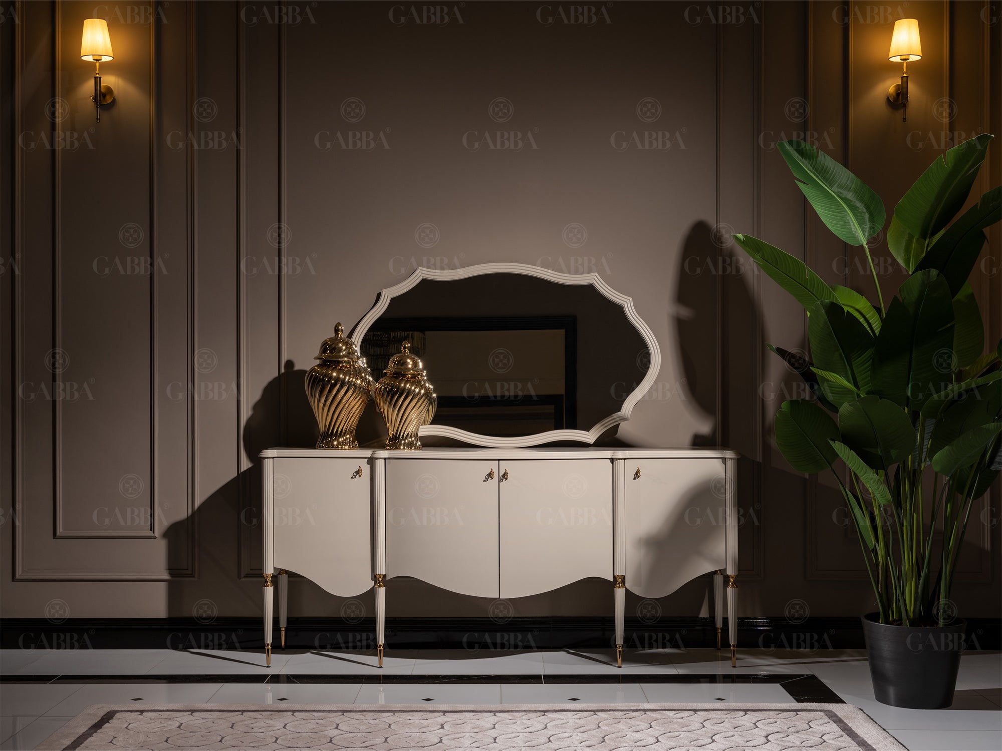 Monacoba 87" Wide 4 Door Buffet With Mirror – Istanbul Furniture - Home ...