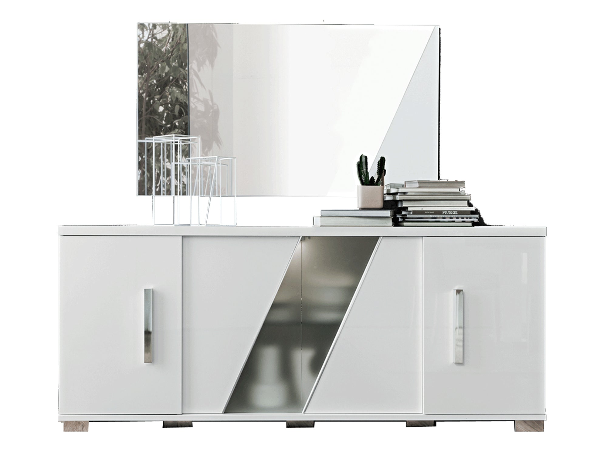 Lisa Es 80" Wide 4 Door Buffet With Mirror – Istanbul Furniture - Home ...