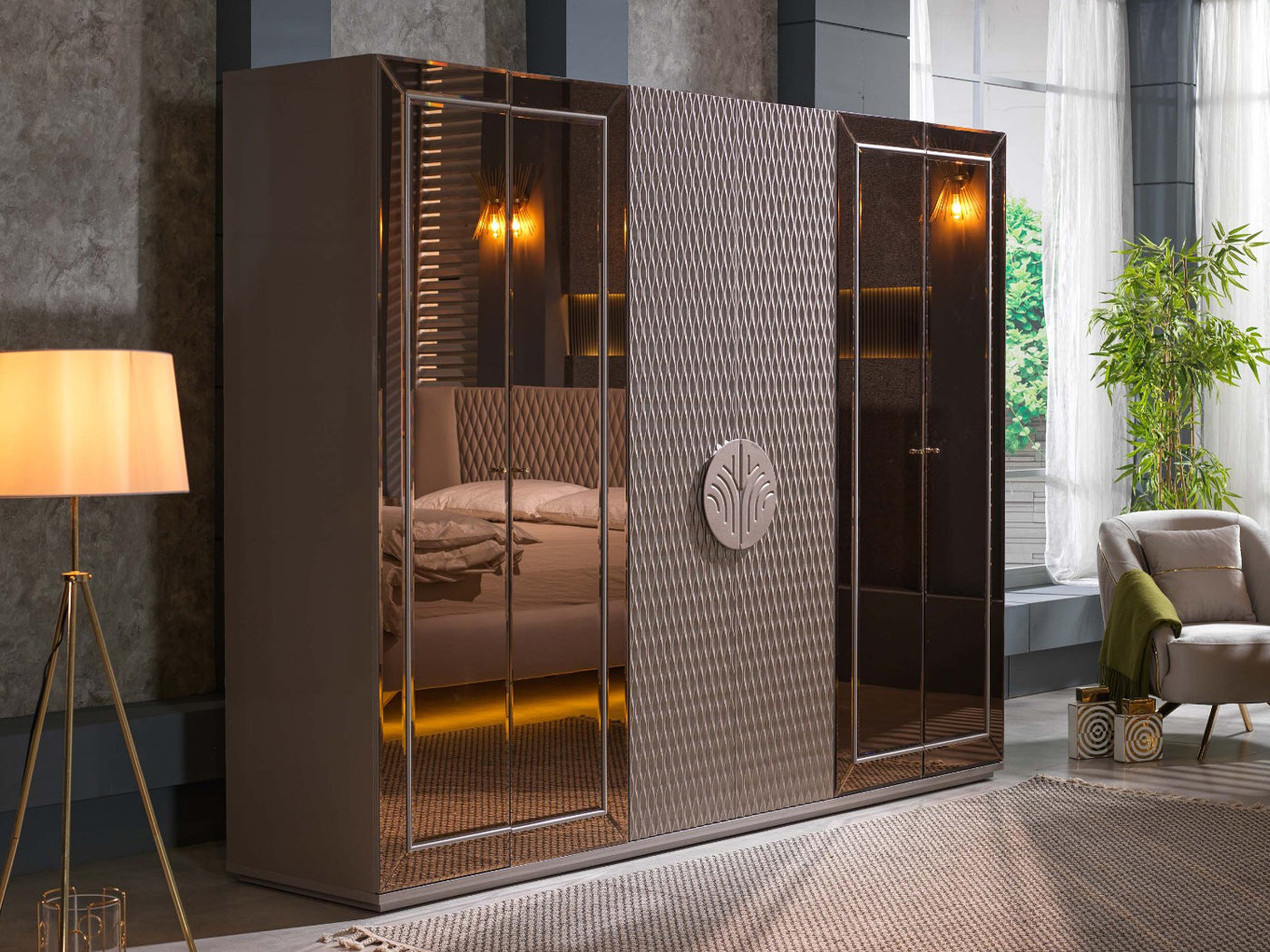 Lucas 107" Wide 6 Door Wardrobe – Istanbul Furniture - Home of Unique ...