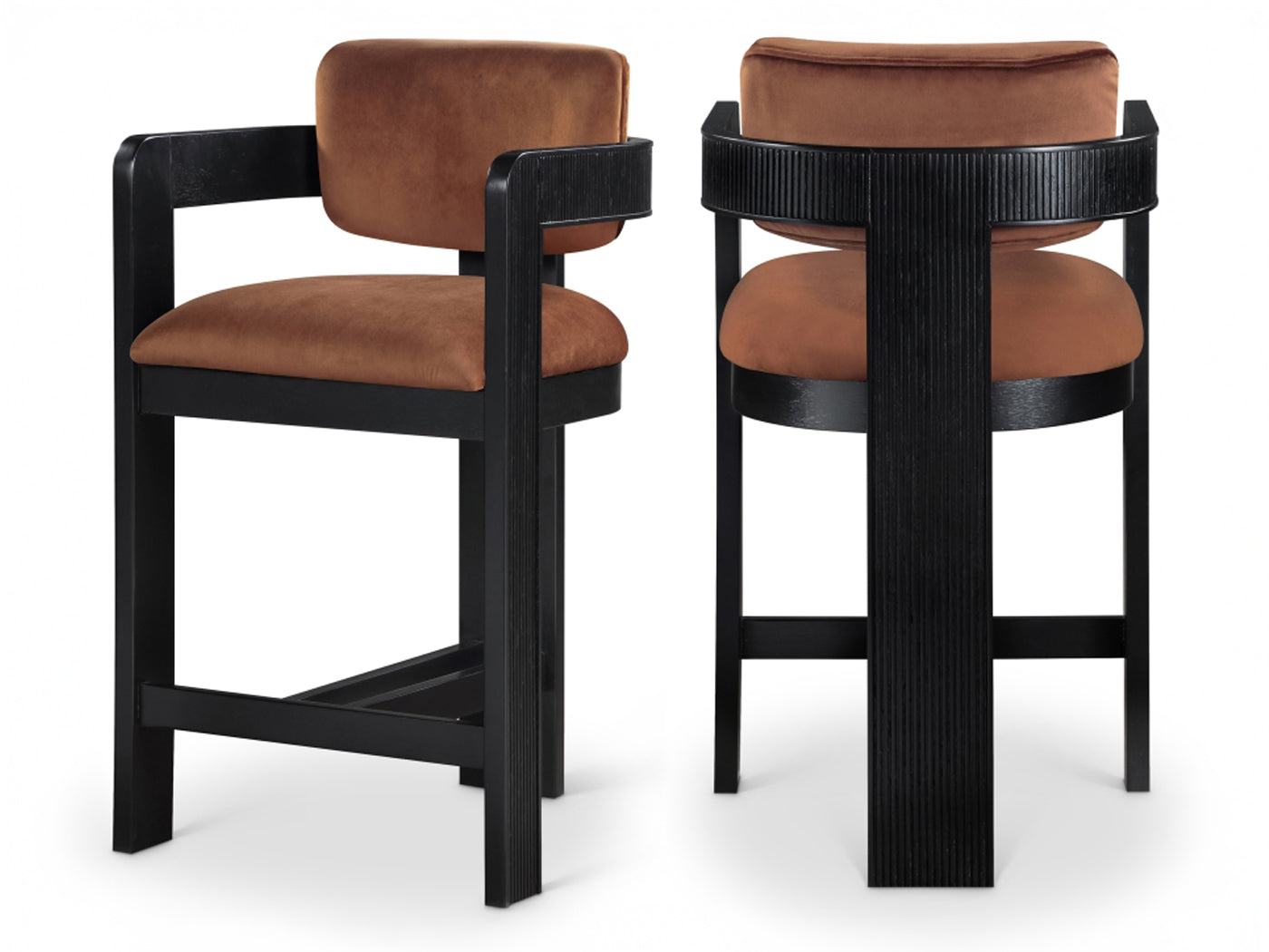 Sacha 20.5" Wide Black Frame Velvet Bar Stool (Set of 2) – Istanbul ...