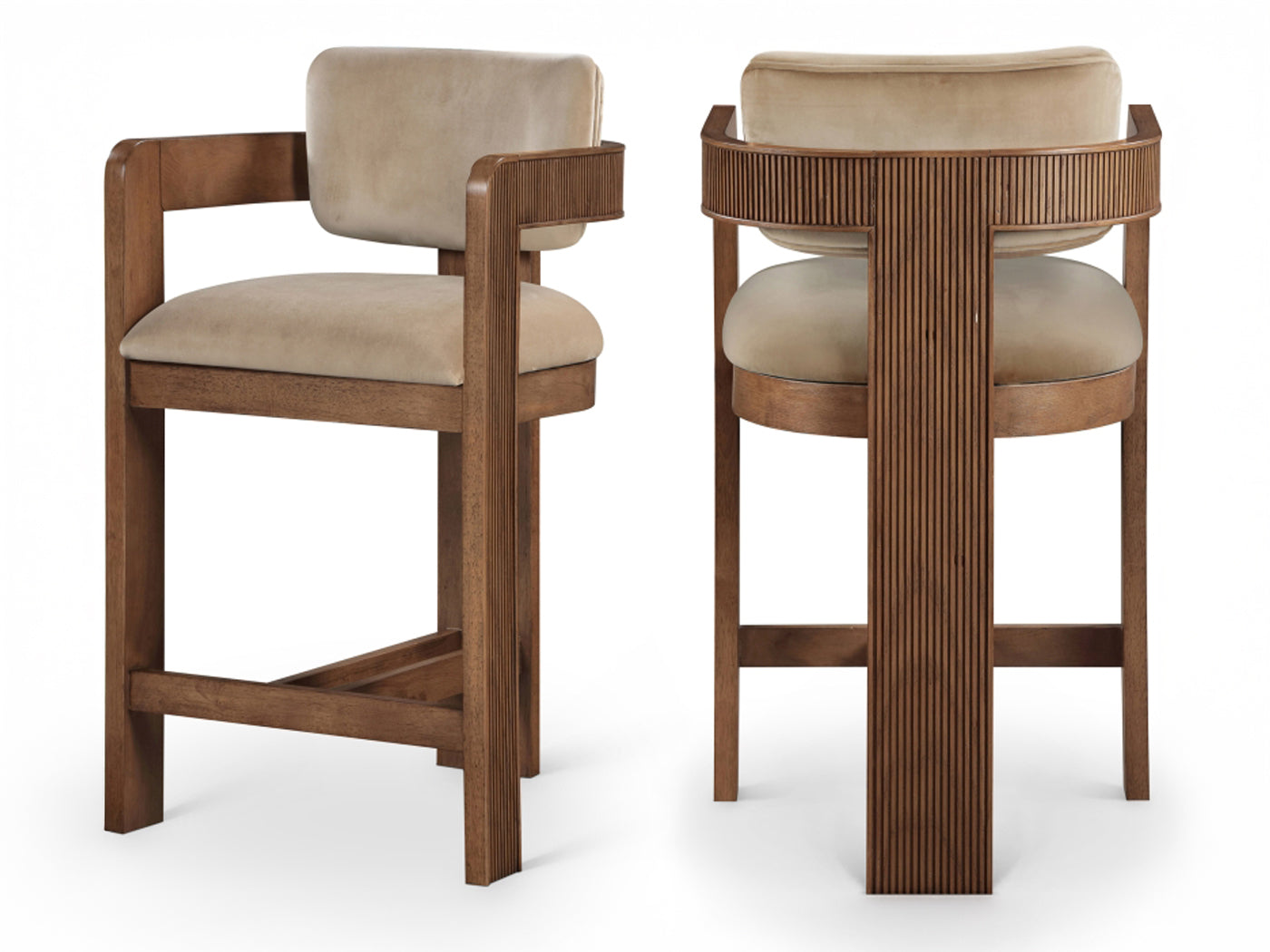 Sacha 20.5" Wide Walnut Frame Velvet Bar Stool (Set of 2) – Istanbul ...