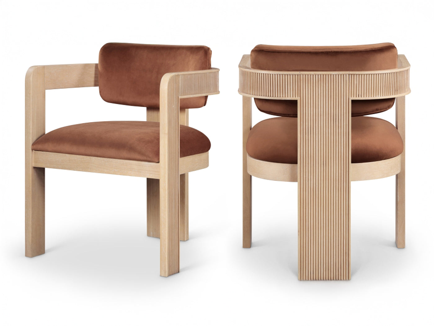 Sacha 22.5" Wide Natural Frame Velvet Dining Chair (Set of 2 ...