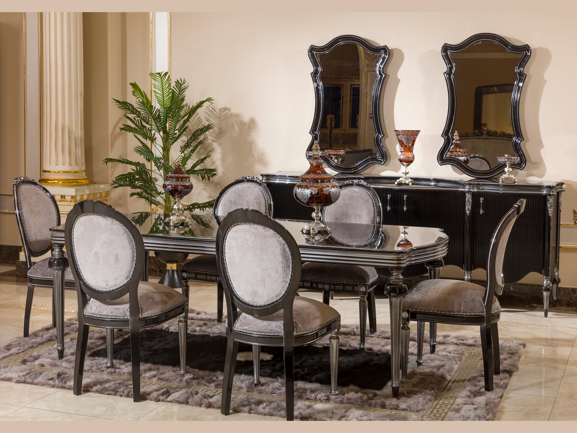 Huma MyL Traditional 6 Person Dining Room Set – Istanbul Furniture ...