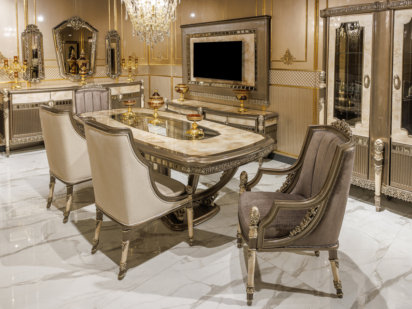 Perla MyL Traditional 6 Person Dining Room Set – Istanbul Furniture ...