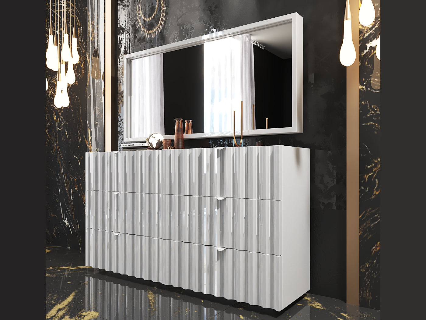 Orion 63" Wide 6 Drawer Dresser With Mirror – Istanbul Furniture - Home ...