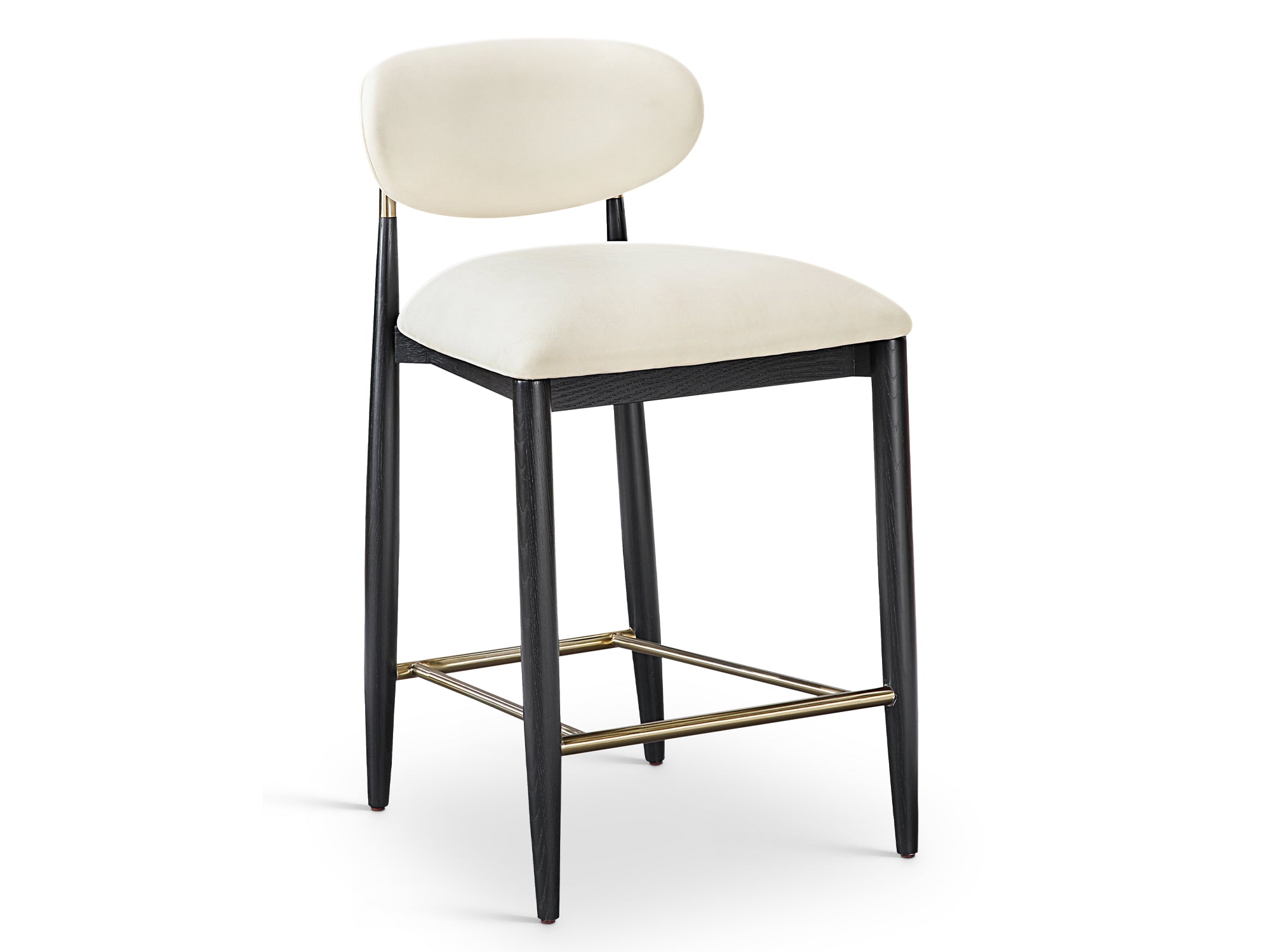 Riccio 20.3" Wide Vegan Leather Black and Gold Frame Bar Stool ...