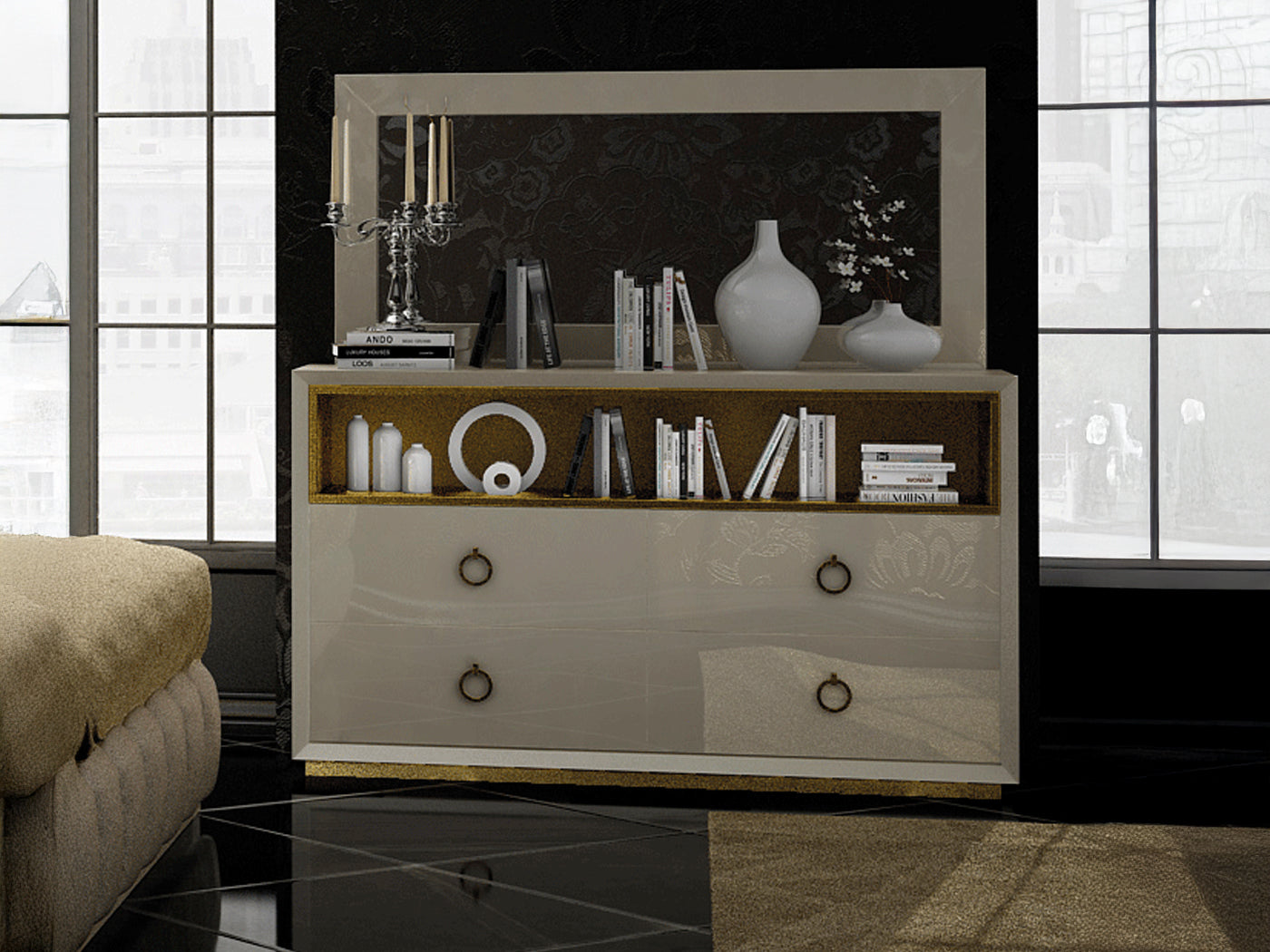 Velvet 62.9" Wide 4 Drawer Dresser With Mirror – Istanbul Furniture ...