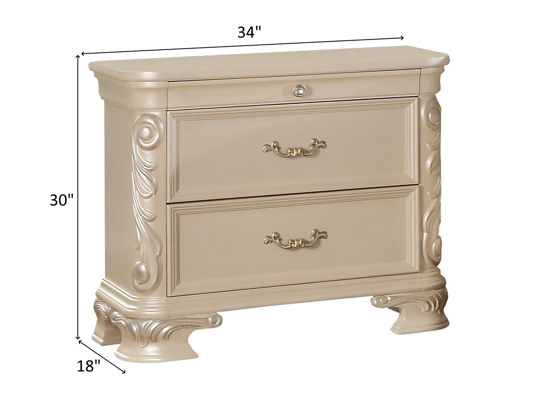 Victoria Cosmos 30" Tall 2 Drawer Nightstand – Istanbul Furniture ...