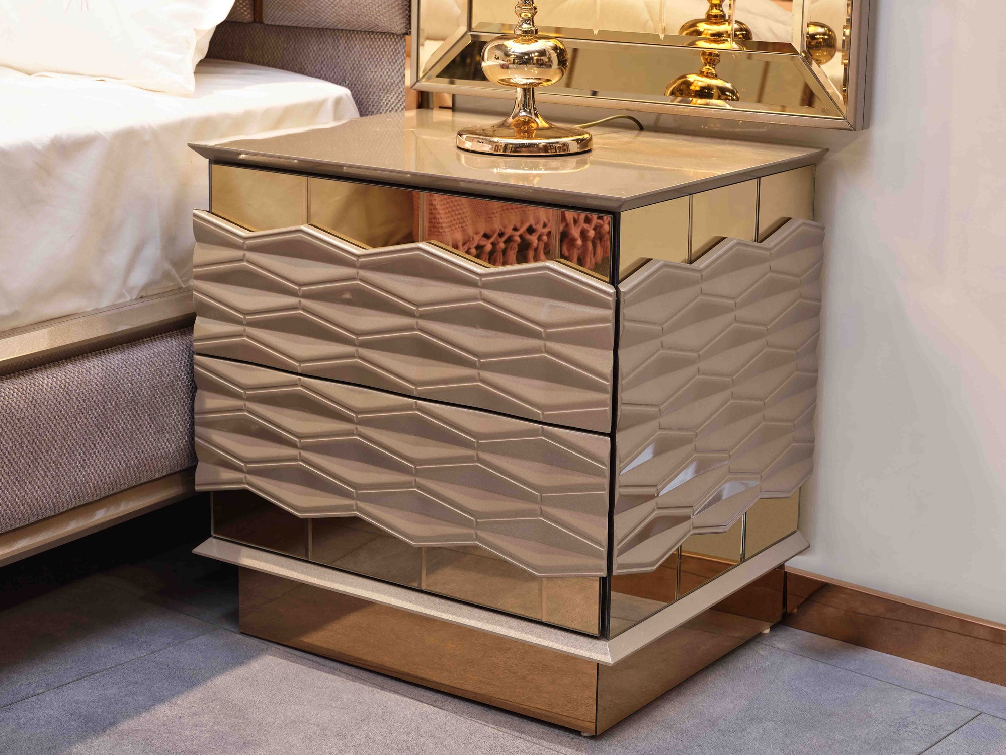 Elite 24" Tall 2 Drawer Nightstand With Mirror – Istanbul Furniture ...